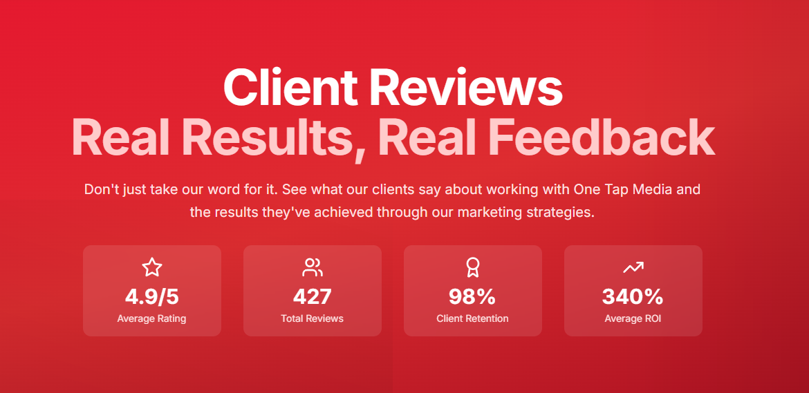 Client Reviews: Real Results, Real Feedback | One Tap Media | One Tap Media